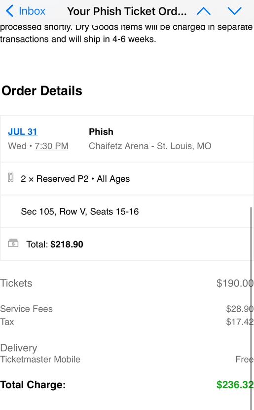 Phish Tickets for both 7/30 and 7/31 | | CashorTrade.org Face Value Tickets