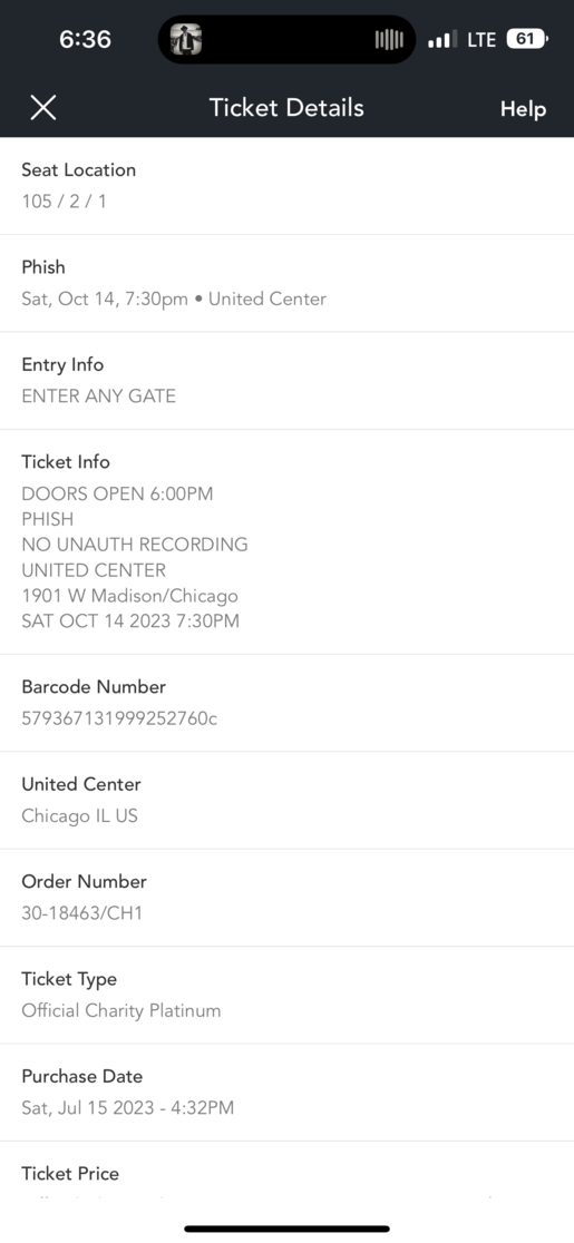 2 tickets available Phish Platinum Seats Saturday | | CashorTrade.org ...