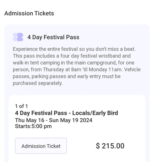 Early bird 4 day pass available | | CashorTrade.org Face Value Tickets